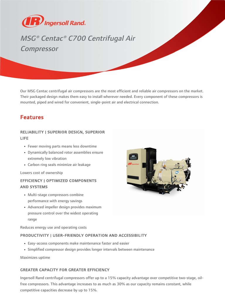MSG® Centac® C700 Centrifugal Air Compressor: Features | PDF | Energy ...