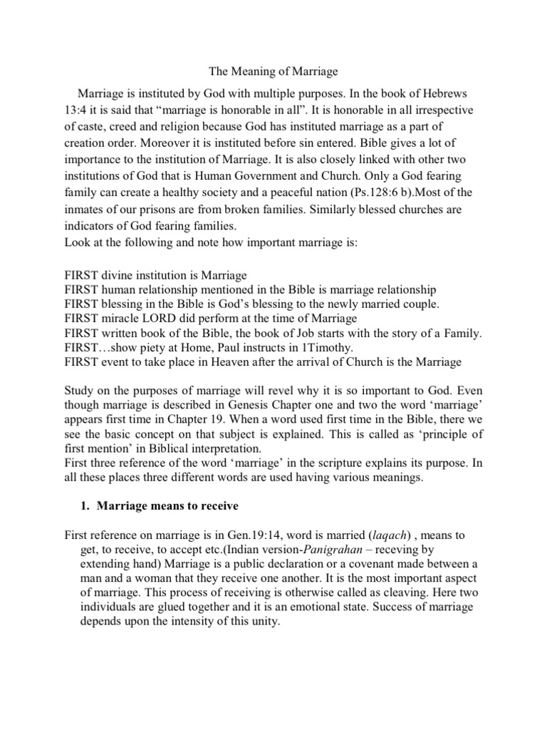 Purposes of Marriage Explained | PDF
