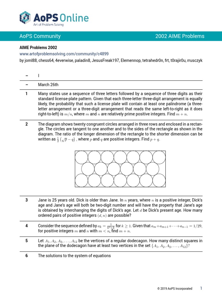 Aops Community 2002 Aime Problems | PDF | Triangle | Angle