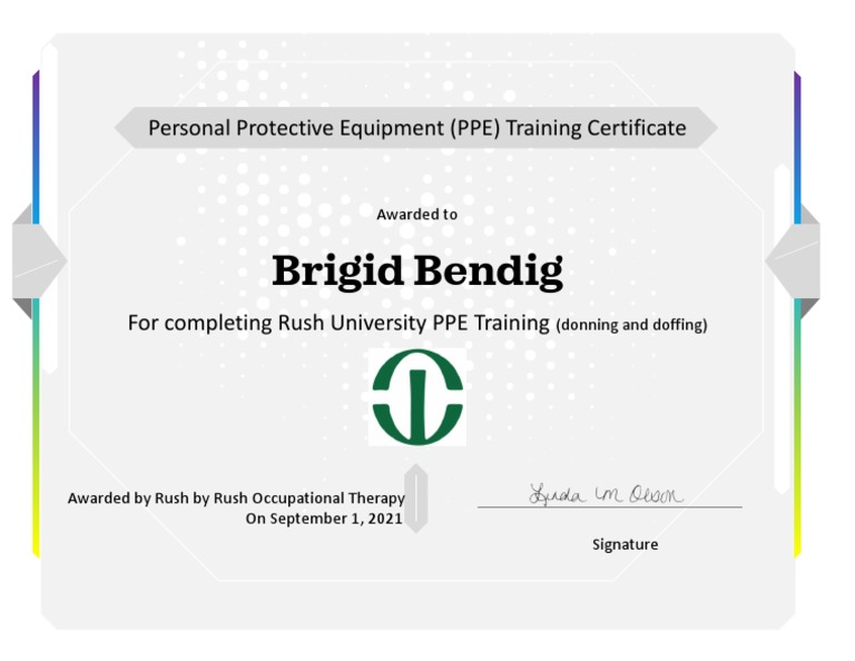 Brigid Bendig: Personal Protective Equipment (PPE) Training Certificate ...