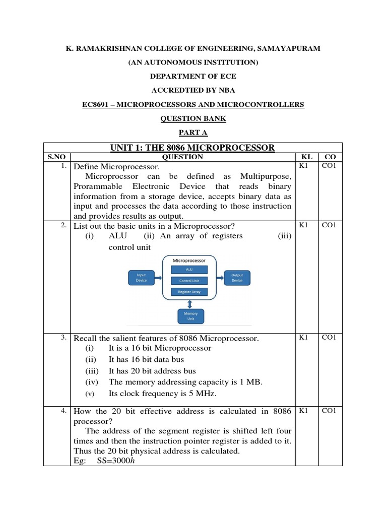 Ec8691 MPMC Question Bank | PDF | Central Processing Unit | Assembly Language