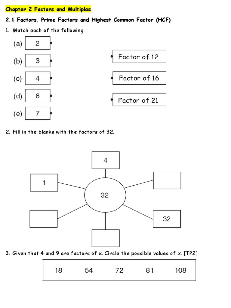 Class 4 Factors and Multiples Worksheet | PDF | Teaching Methods ...