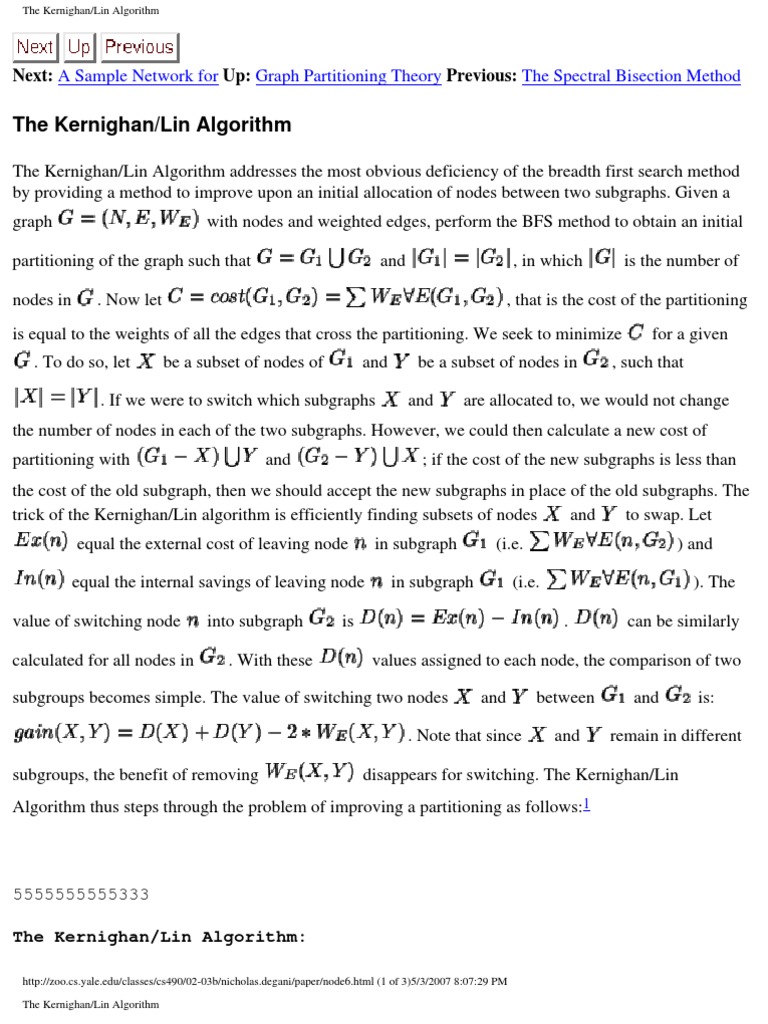 The Kernighan Lin Algorithm Pdf Vertex Graph Theory Computer Programming 