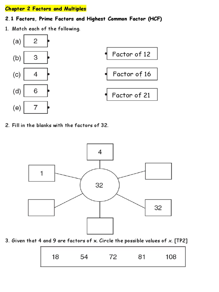 Chapter 2 Factors And Multiples Pdf