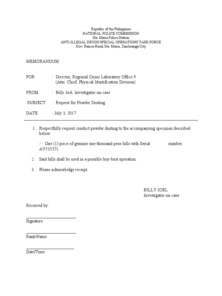 Request Powder Dusting | PDF | Law