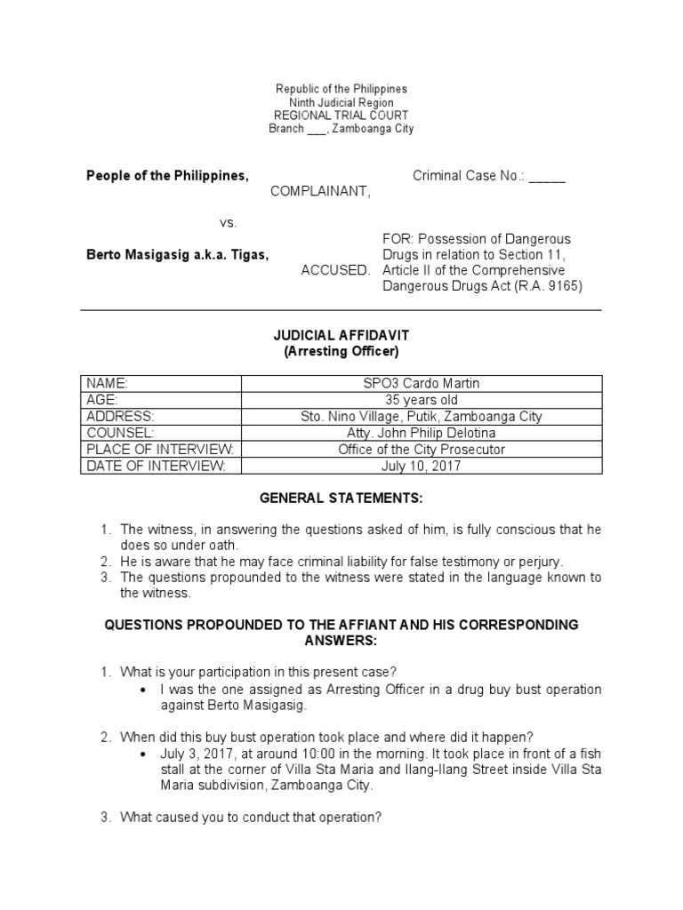 JA Arresting Officer | Download Free PDF | Affidavit | Perjury