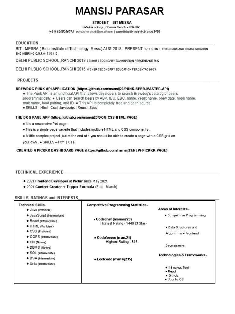 Mansij - Genpact Resume | PDF | Software Development | Technology Development