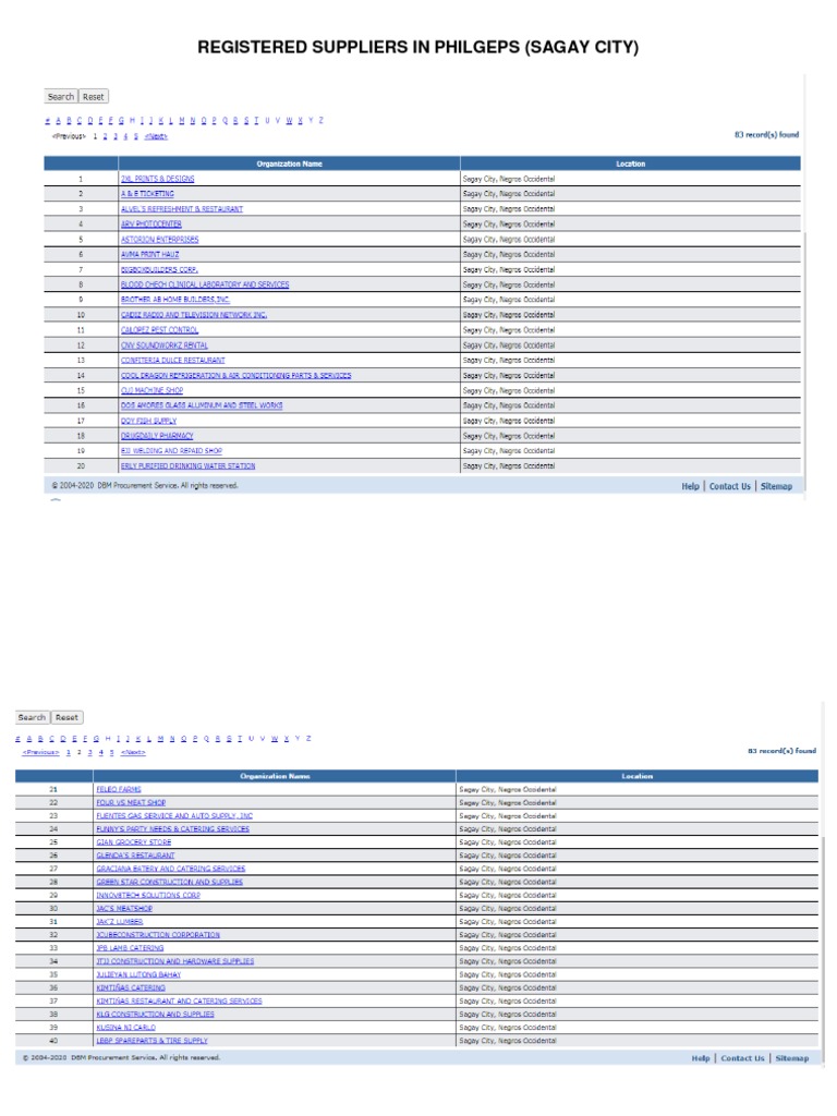 Registered Suppliers in Philgeps | PDF