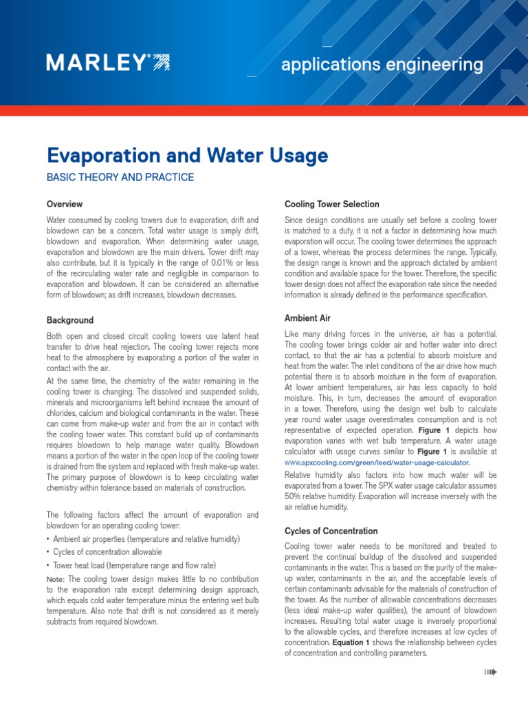 Water Usage - Cooling Tower | PDF | Water | Evaporation