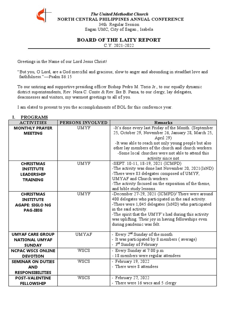 Board of Laity NCPAC (Roger D. Salvador) | PDF | Laity | Christian ...