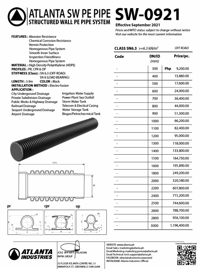Atlanta Structured Wall Pipe Price List | PDF | Pipe (Fluid Conveyance ...