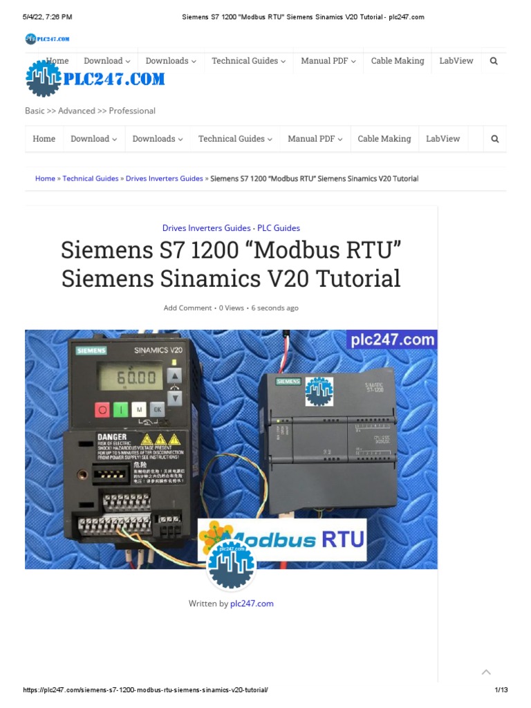 Siemens S7 1200 - Modbus RTU - Siemens Sinamics V20 Tutorial | PDF ...