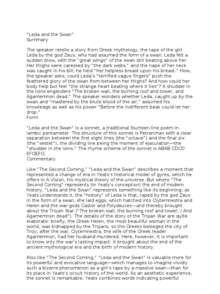 Leda and The Swan | PDF | Clytemnestra | Helen Of Troy