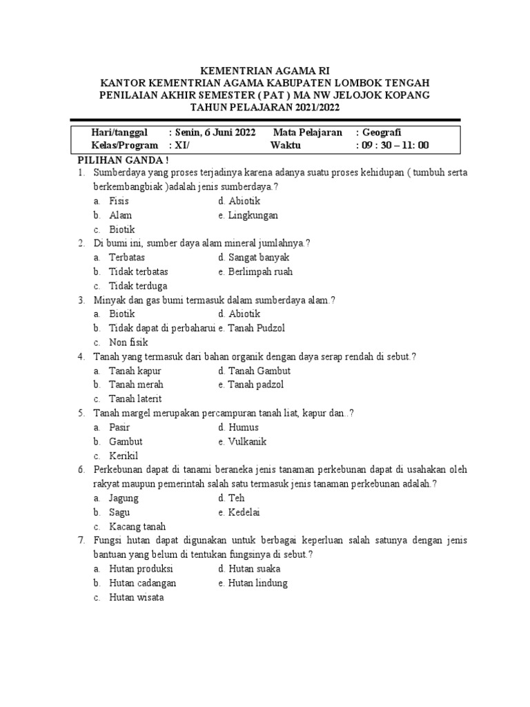 Soal Semester Genap Kelas Xi | PDF