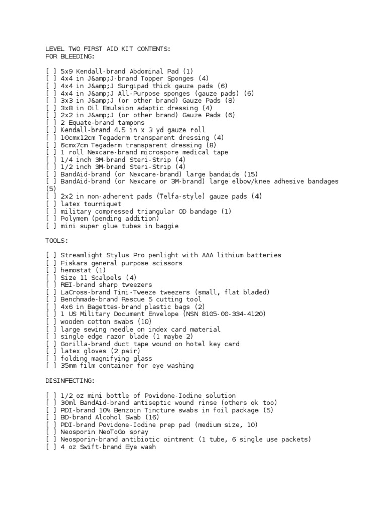 Level 2 First Aid Kit Contents Guide | PDF