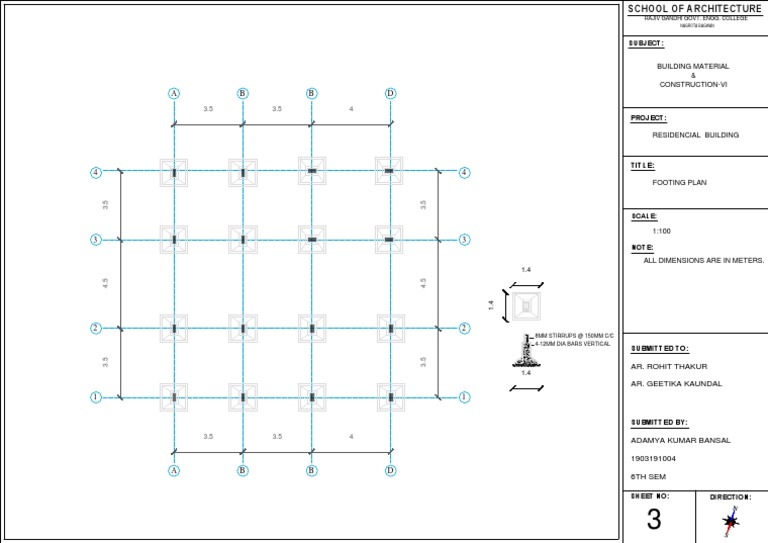 Working Drawing Footing Drawing | PDF