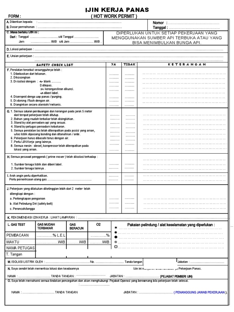 Form 07 Ijin Kerja Panas | PDF