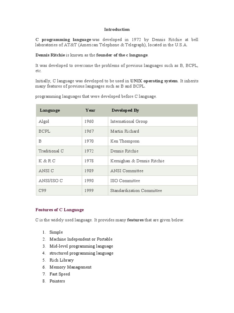 Introduction To C and Identifiers | PDF | C (Programming Language ...