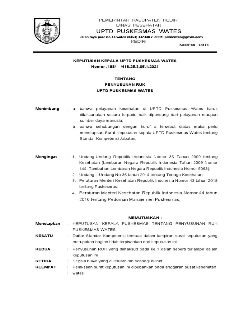 SK Penyusunan Ruk PKM | PDF