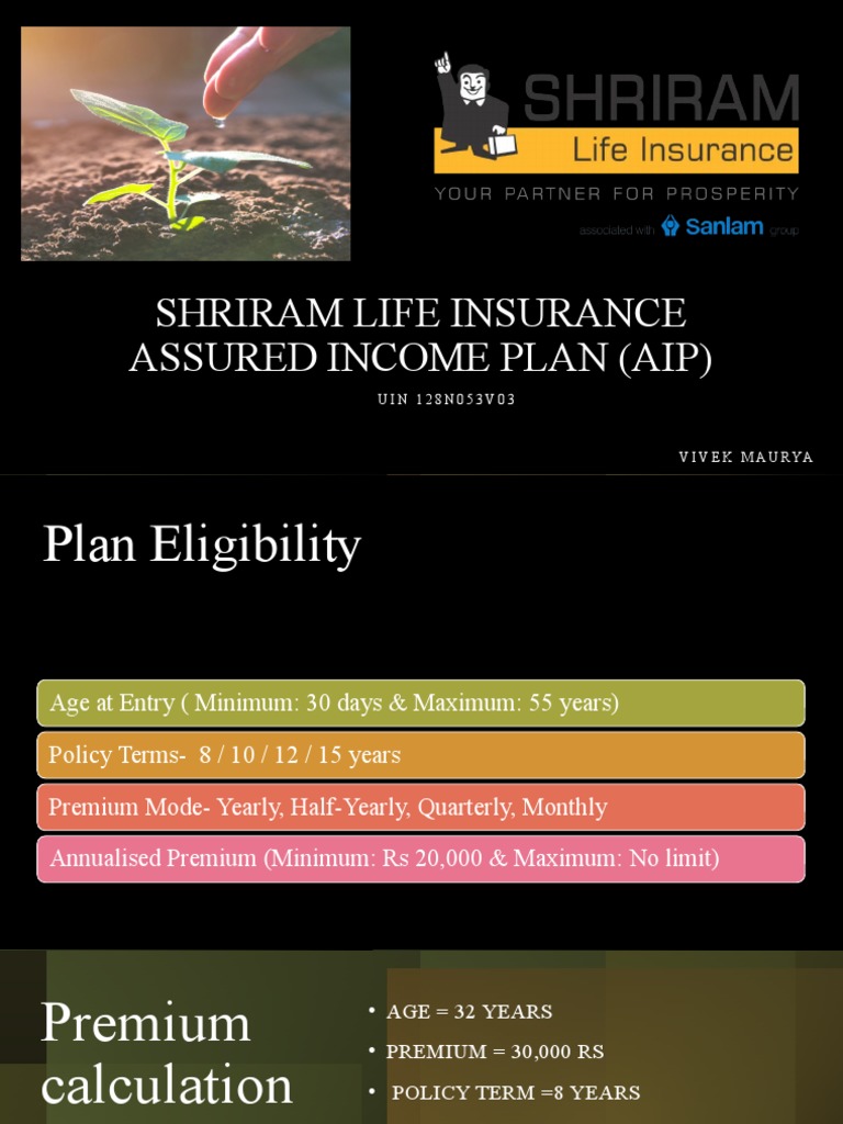 Shriram Life Insurance Assured Income Plan (Aip | PDF