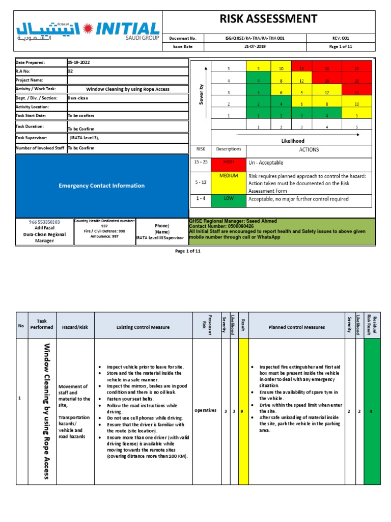 Rope Access Window Cleaning Risk Assessment | PDF | Rope | Knot