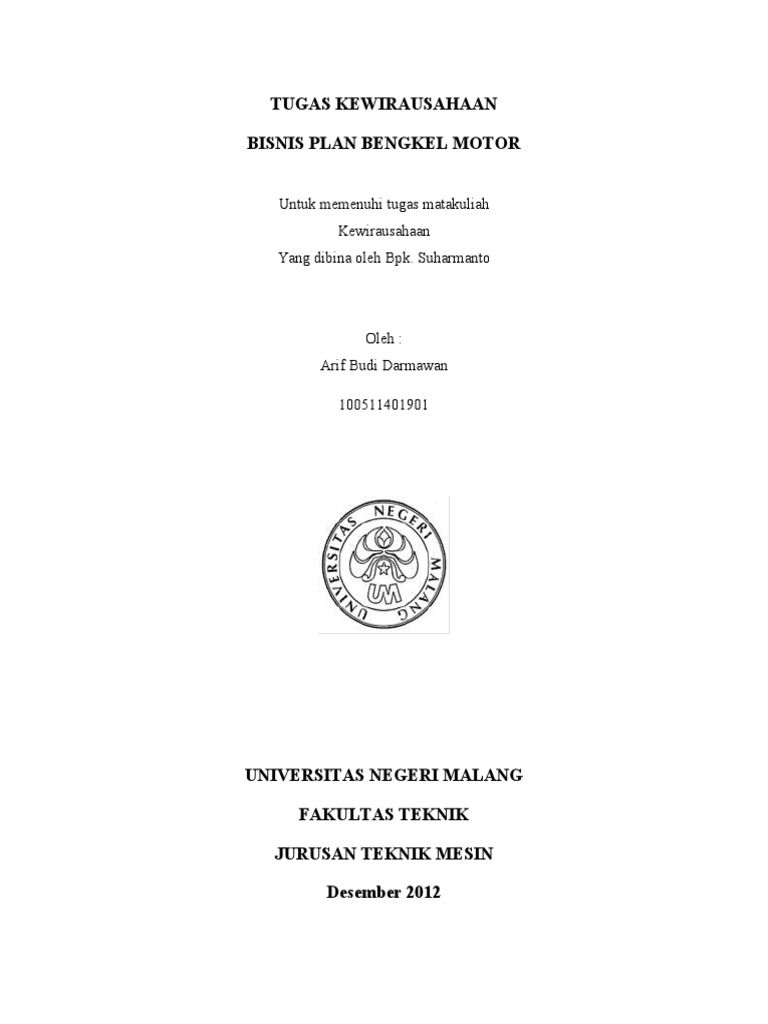 Rencana Bisnis Bengkel Motor | PDF
