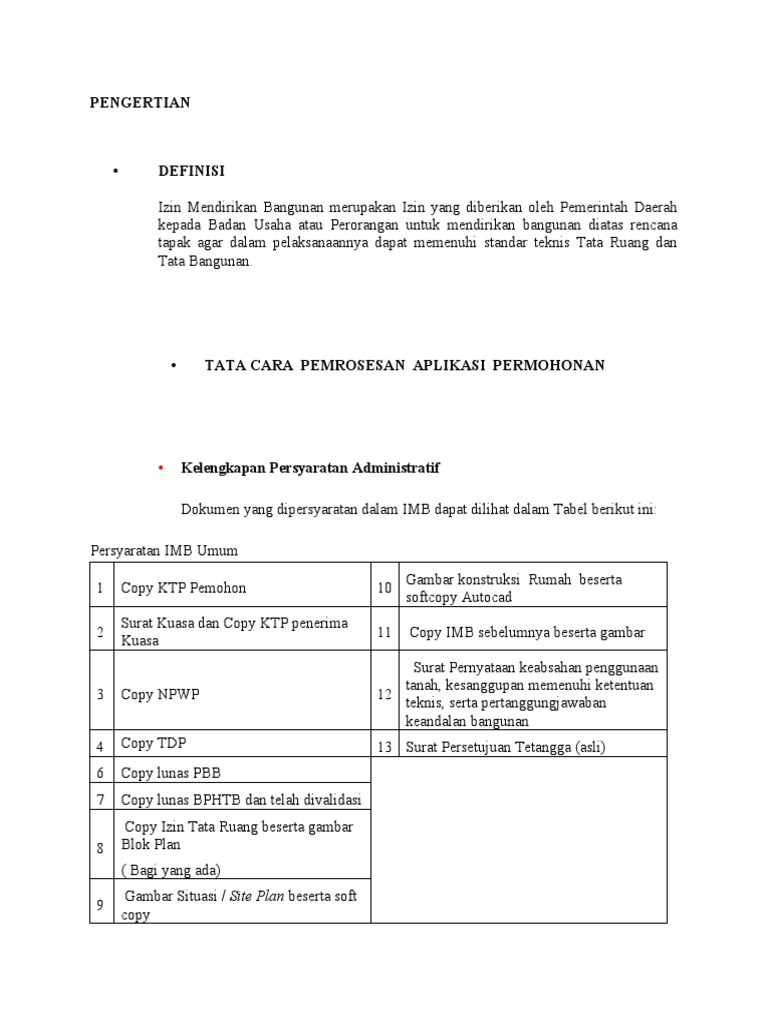 Persyaratan IMB | PDF