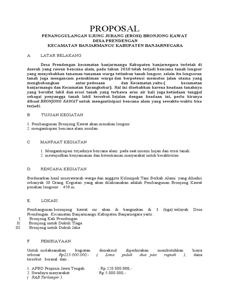 Proposal Pembangunan Bronjong Kawat | PDF