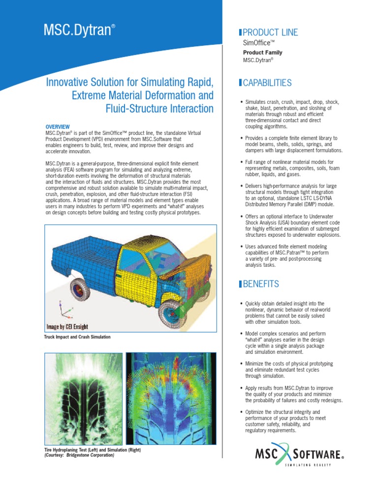 MSC - Dytran: Innovative Solution For Simulating Rapid, Extreme Material Deformation and Fluid ...