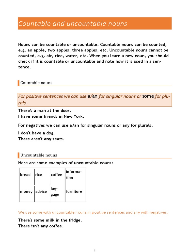 Countable-Uncountable and Quantifiers | PDF | Noun | Plural
