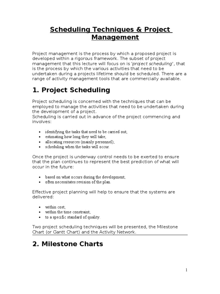 Scheduling Techniques | PDF | Project Management | Systems Science