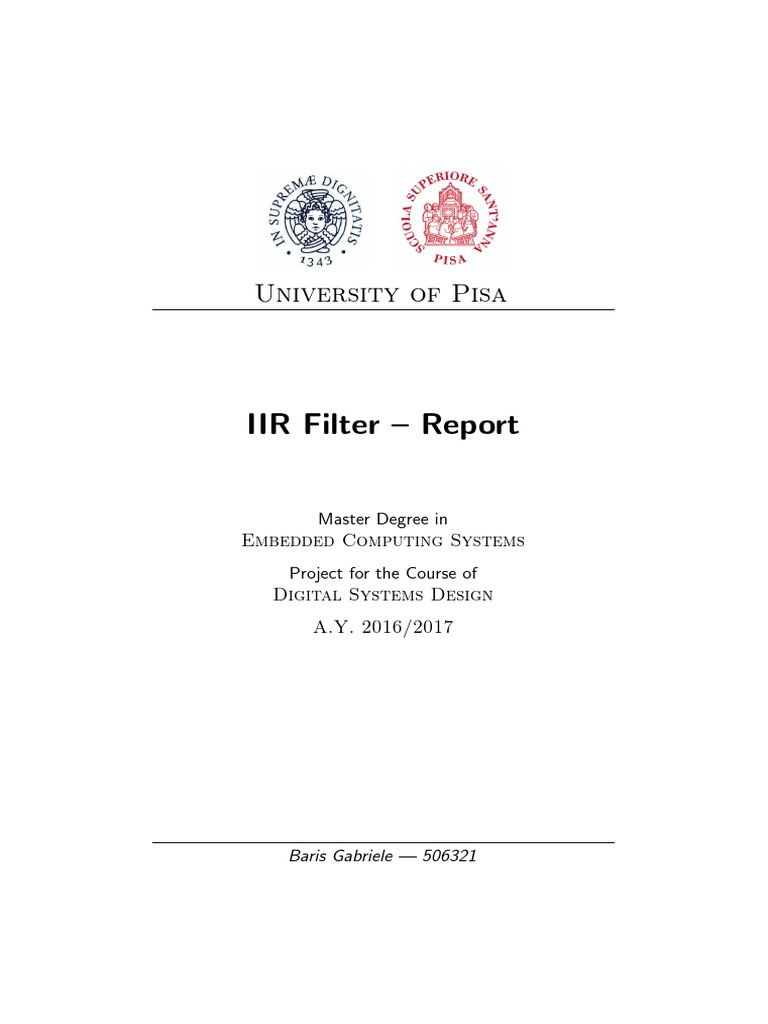 IIR Filter - Report: University of Pisa | PDF | Signal Processing ...