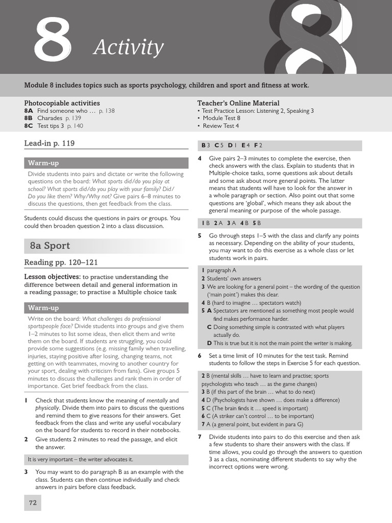 Activity: 8a Sport | PDF | Reason | Language Development