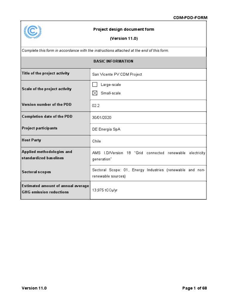 Cdm-Pdd-Form Project Design Document Form (Version 11.0) | PDF | Solar ...