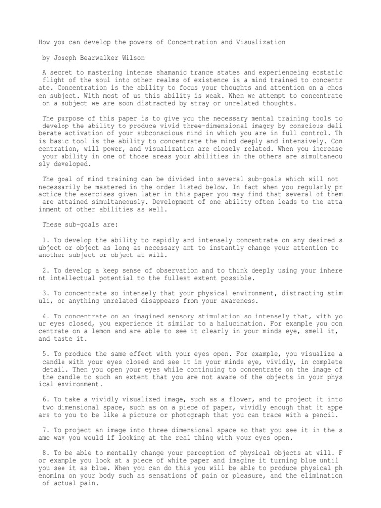 How You Can Develop The Powers of Concentration and Visualization | PDF ...