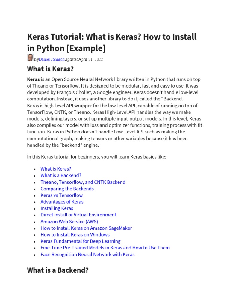 Keras Tutorial: What Is Keras? How To Install in Python (Example ...