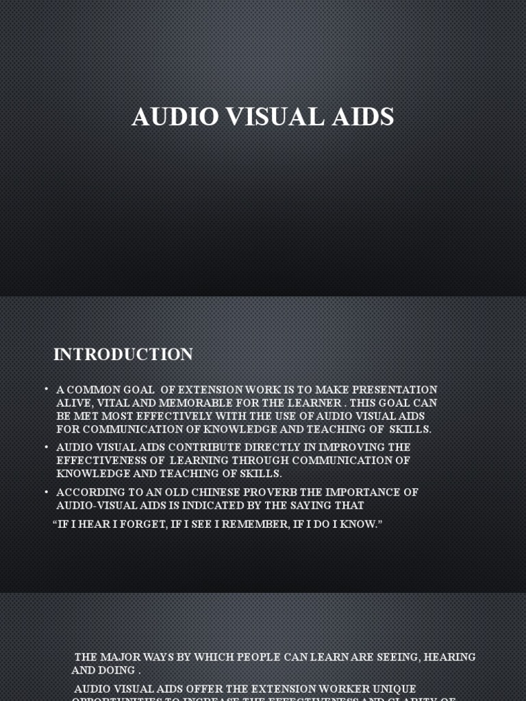 Audio Visual Aids | PDF | Learning | Mass Media