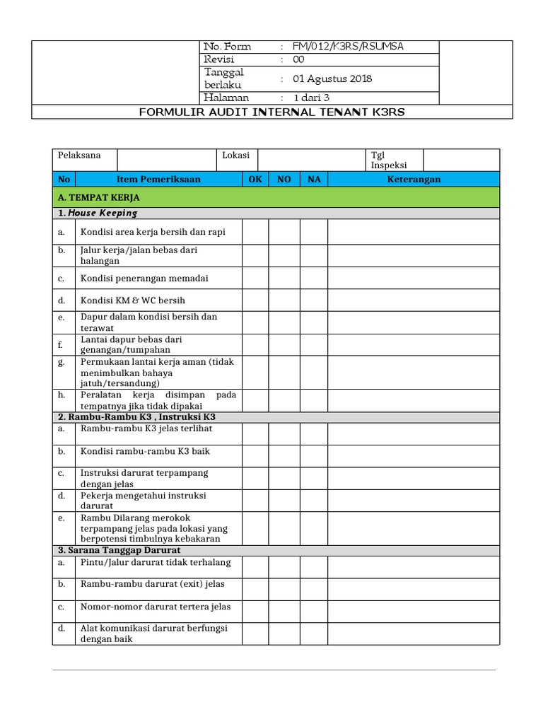 Form audit internal K3-dikonversi | PDF