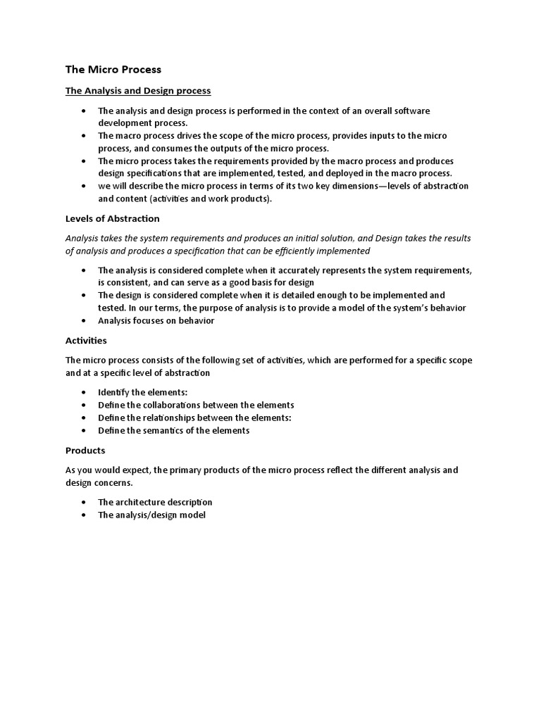 Micro Process in Software Design | PDF | Technology & Engineering