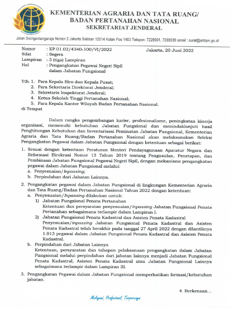 Edaran Perpindahan Dan Inpassing JFPP | PDF