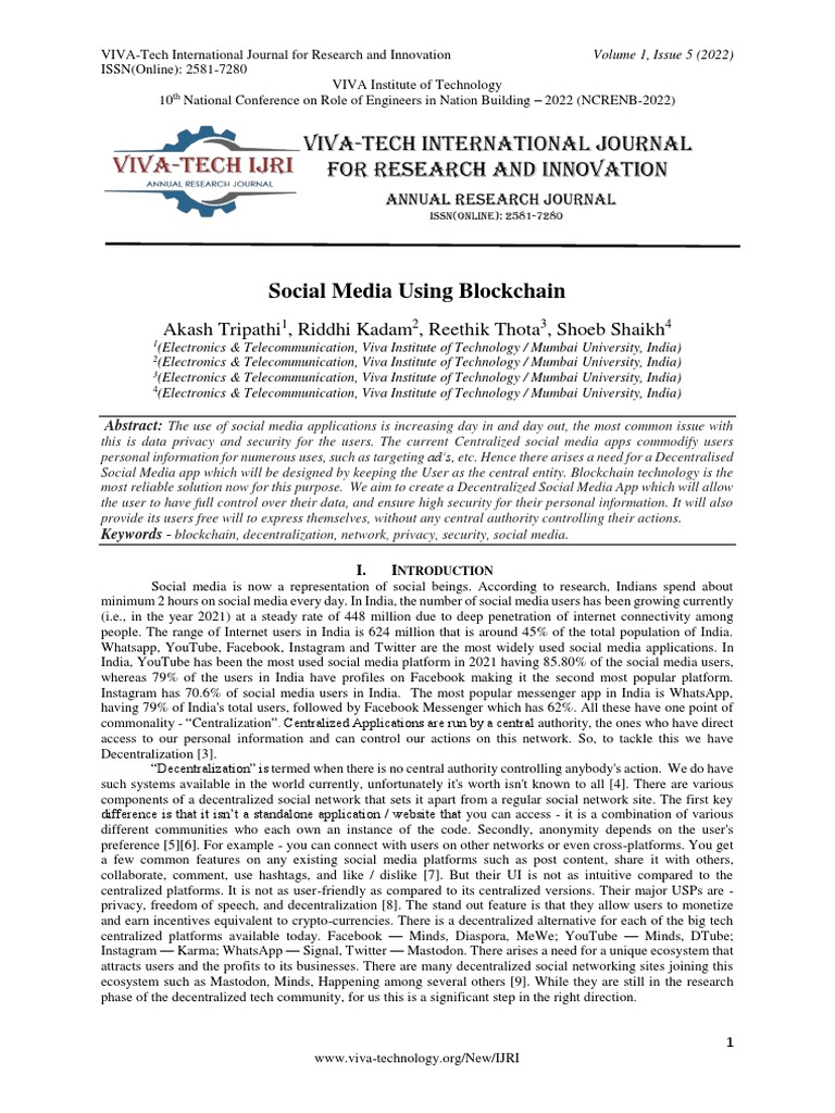 Social Media Using Blockchain | PDF | Popular Culture & Media Studies ...