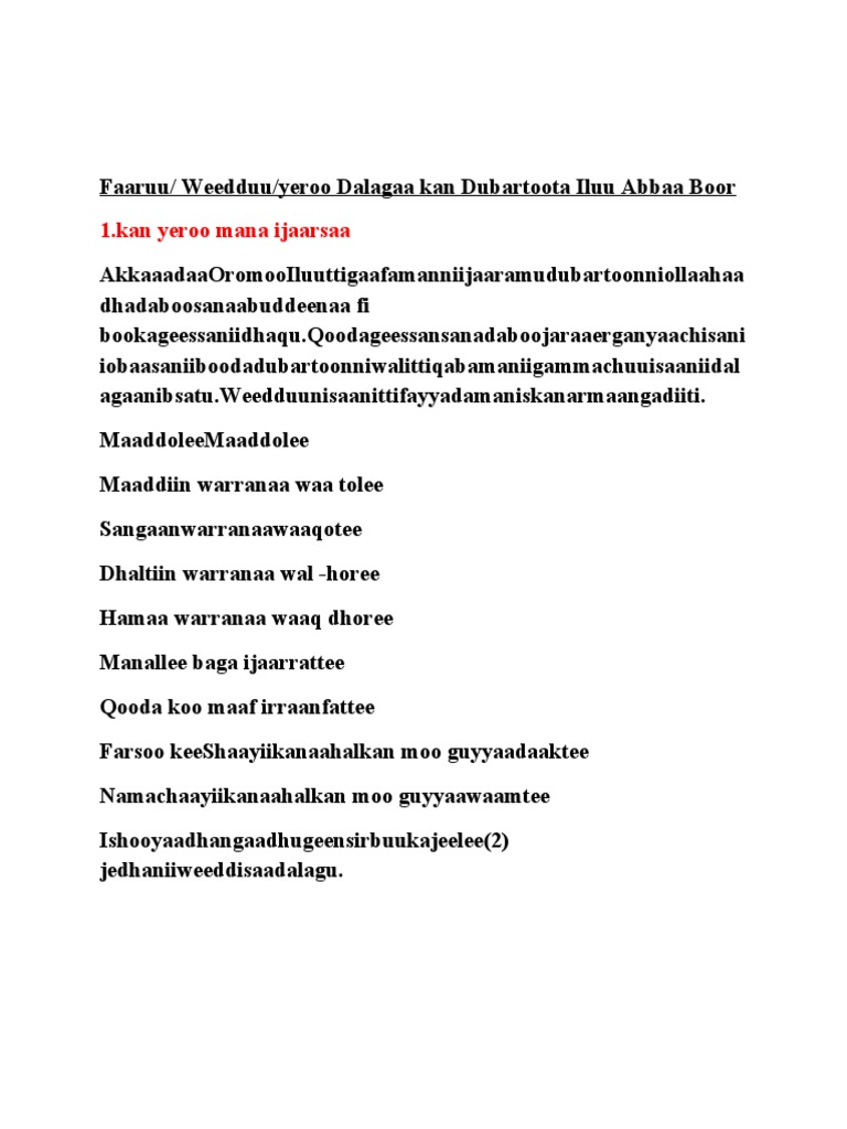 Faaruu Ateetee | PDF