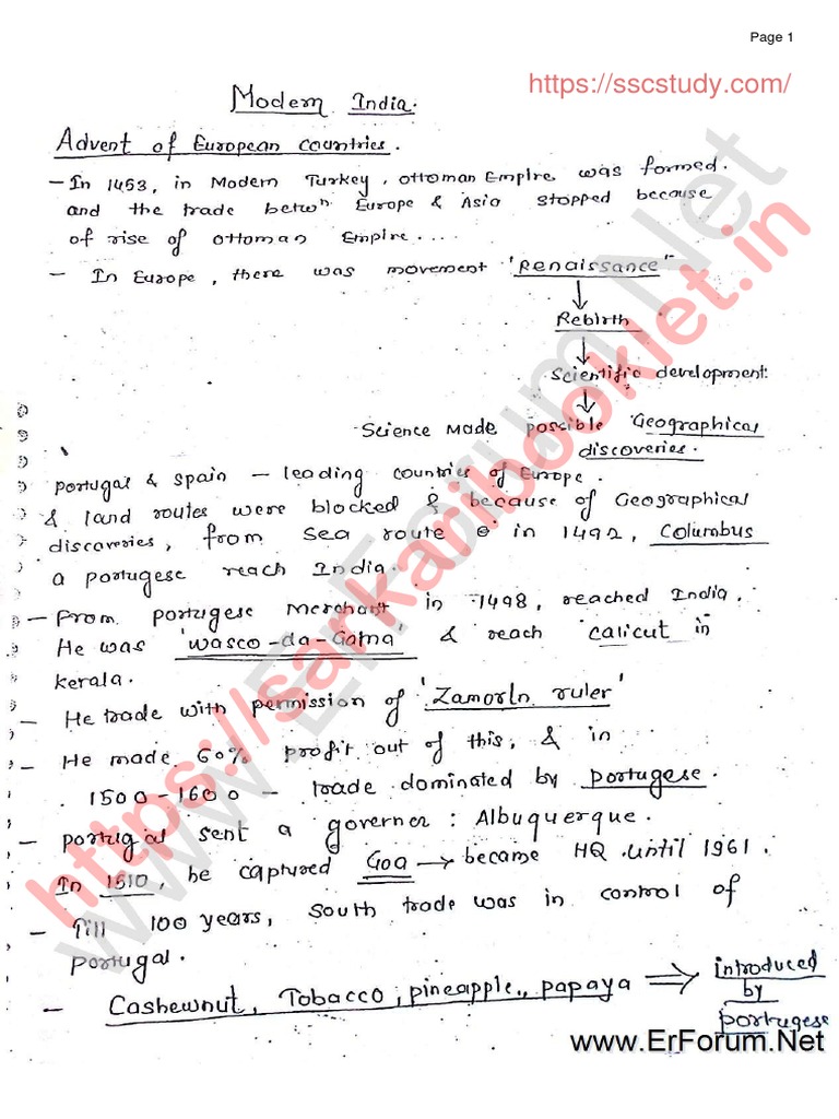 Modern India History Notes | PDF