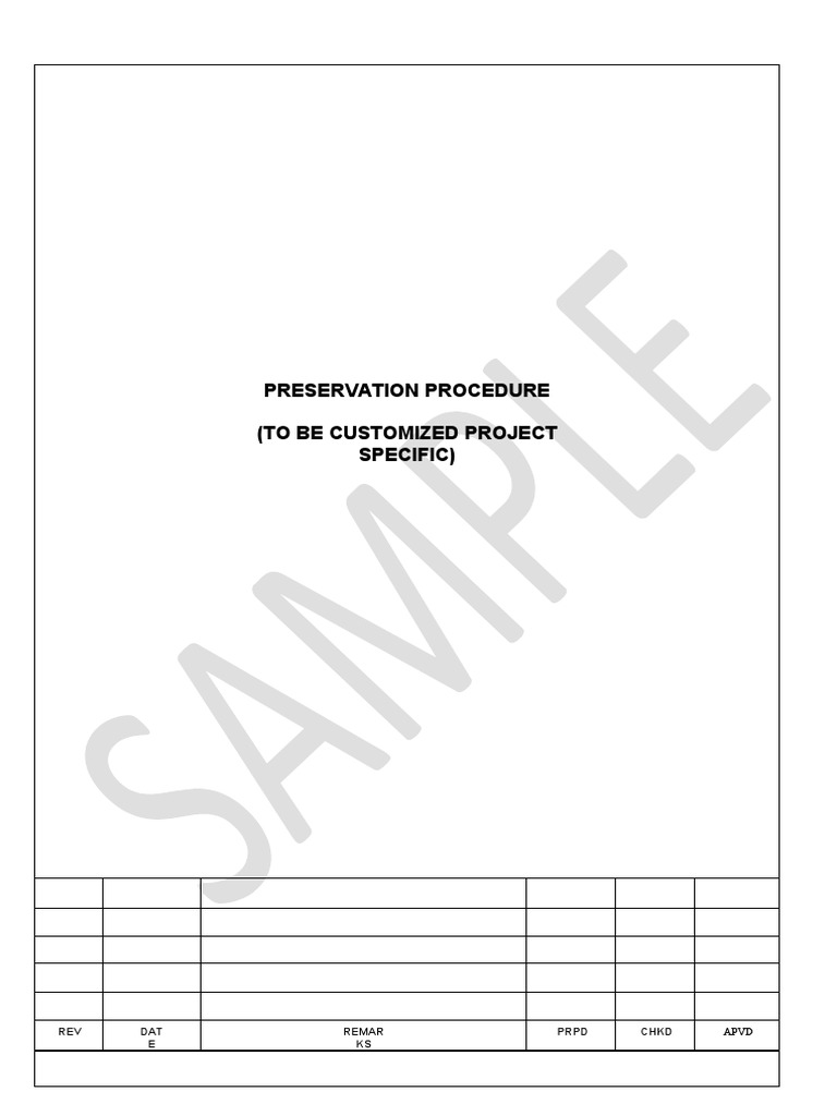 Preservation Proceedure (SAMPLE) | PDF | Duct (Flow) | Warehouse