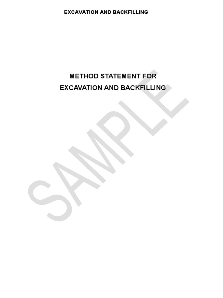 Method Statement For Excavation & Backfilling (SAMPLE) | PDF | Trench ...