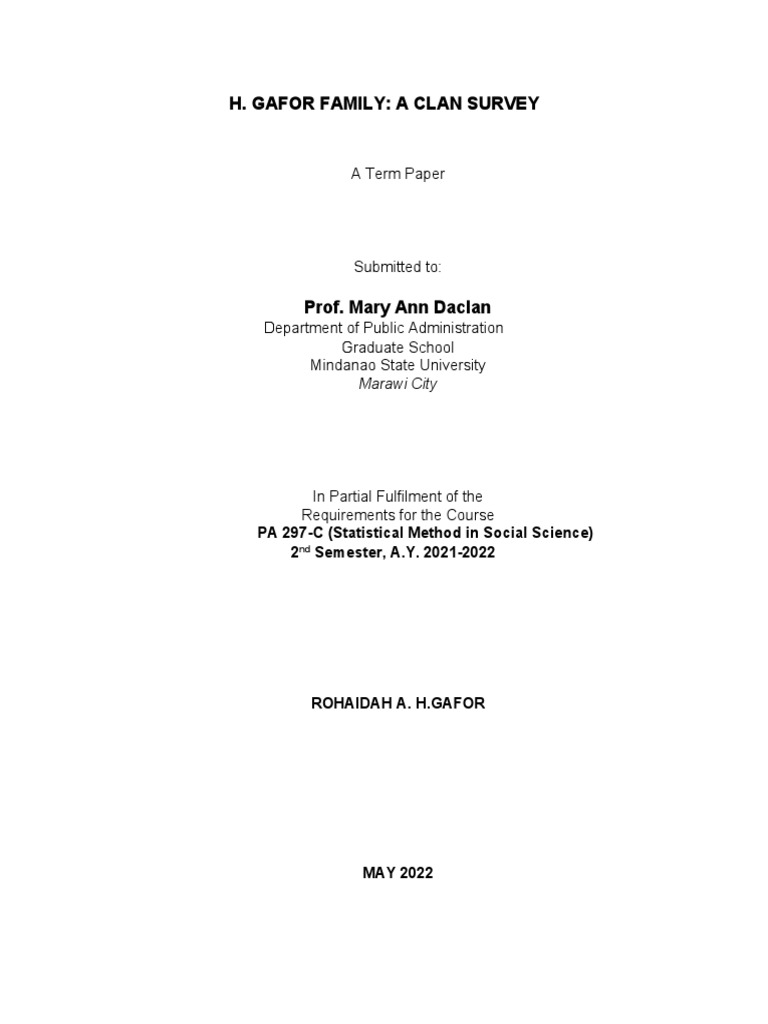 Understanding the H. Gafor Family Through Data | PDF | Data Analysis ...