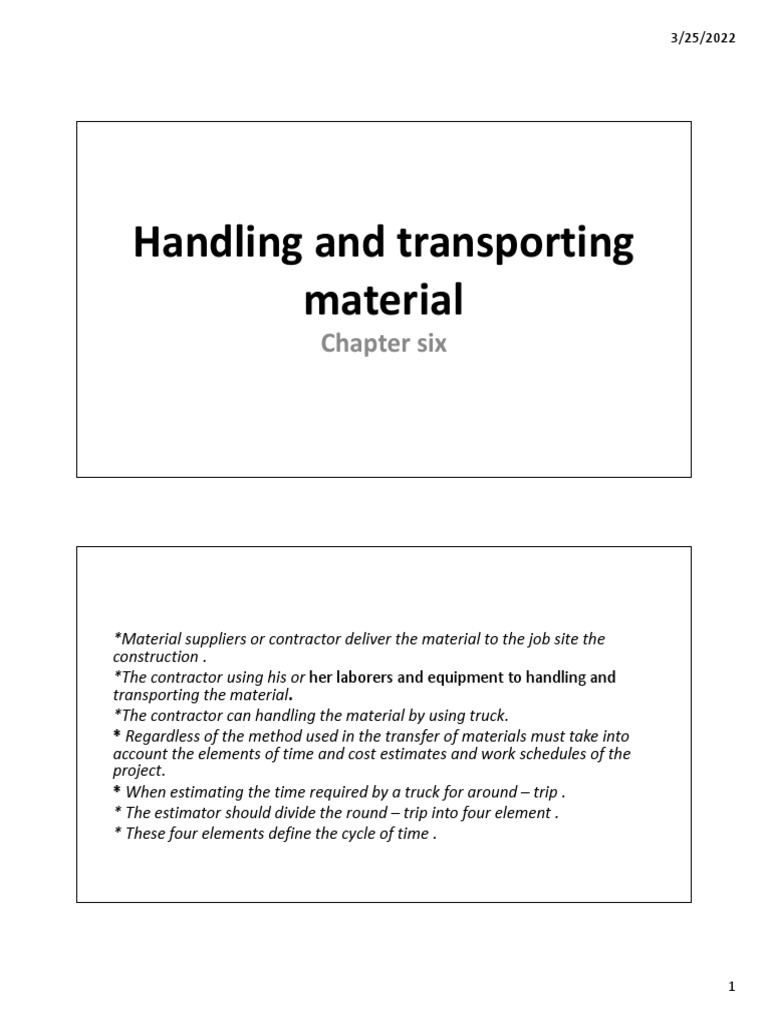 Chapter 6 Handling and Transporting Materials | PDF | Truck | Truck Driver