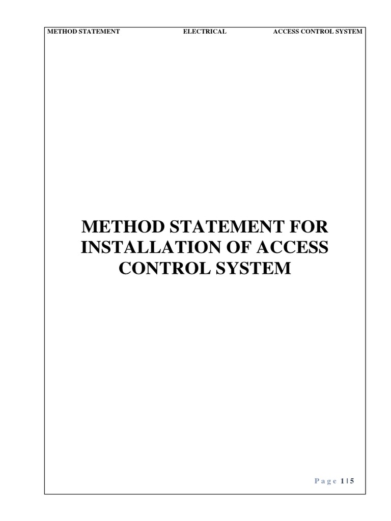 Method Statement For Installation of Access Control System | PDF ...