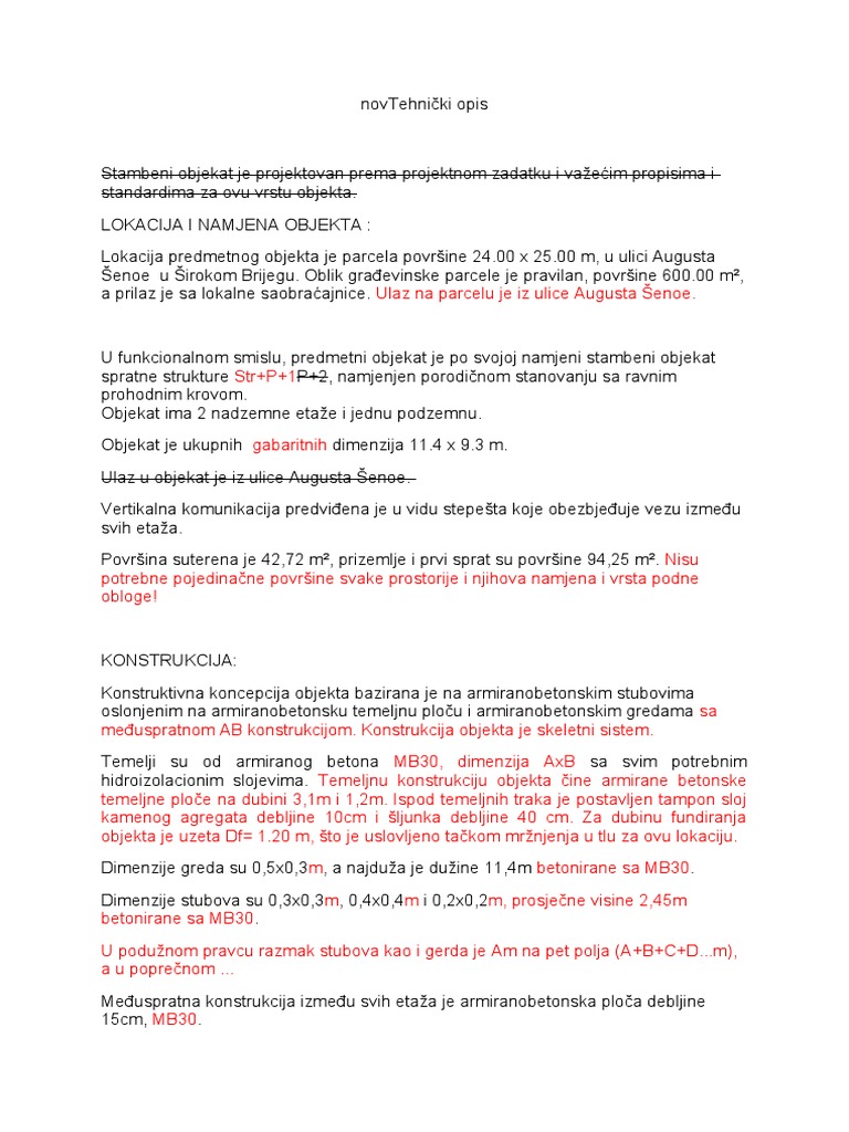 Tehnicki opis-PRIMJER | PDF