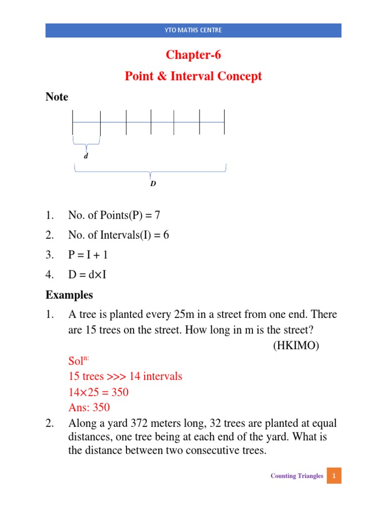 Chapter-6 Point & Interval Concept: Sol 15 Trees 14 Intervals 14 ×25 ...